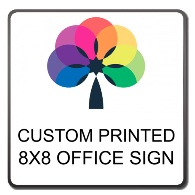 8x8 White Office Sign with Black Frame