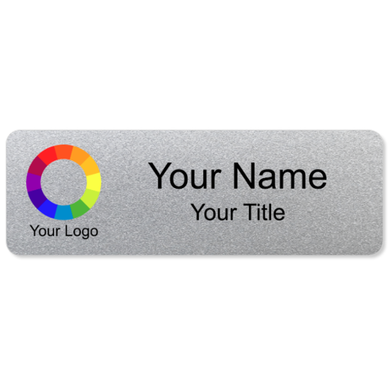Silver Name Badges - 1 x 3 - Standard - Design Now