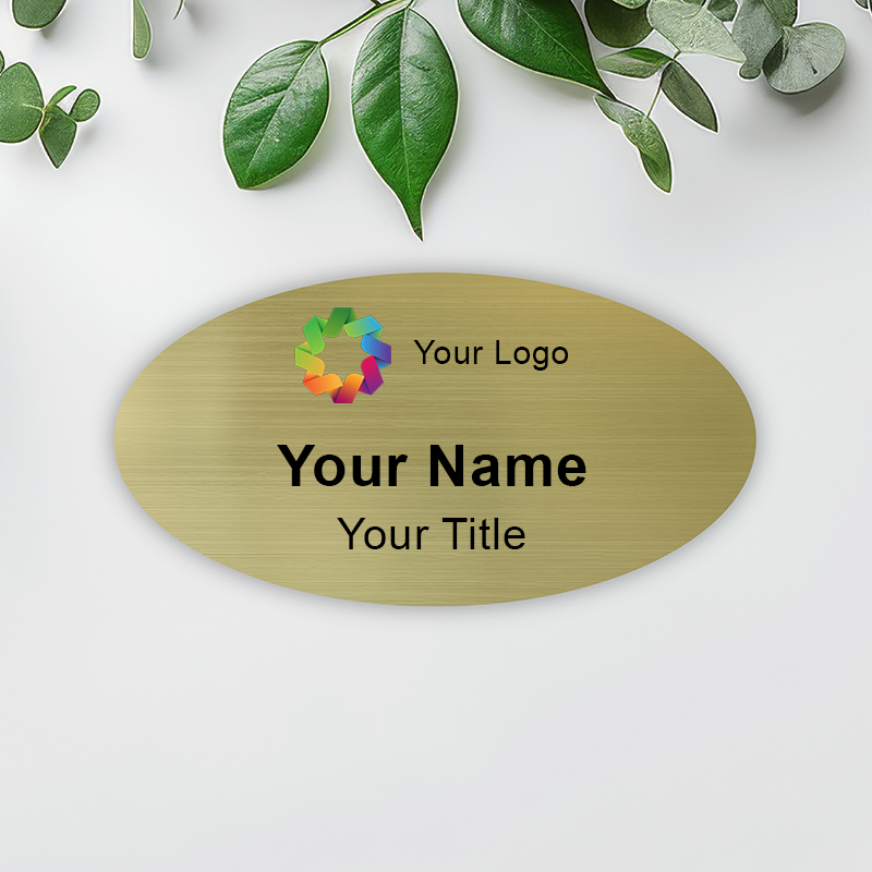 Oval Metal Name Badges with Magnet Gold Name Tags